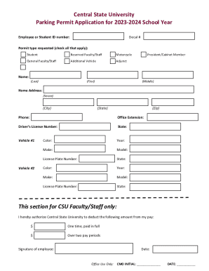 Fillable Online Student Parking PermitsParking and Transportation Fax ...