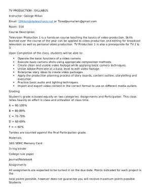 TV PRODUCTION 1.docx Doc Template | pdfFiller