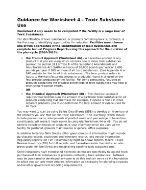 Worksheet 4A - Toxic Substance UseProduct Approach Doc Template | pdfFiller
