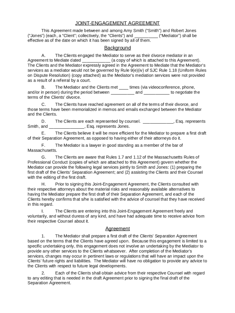JOINT-ENGAGEMENT AGREEMENT Doc Template | pdfFiller