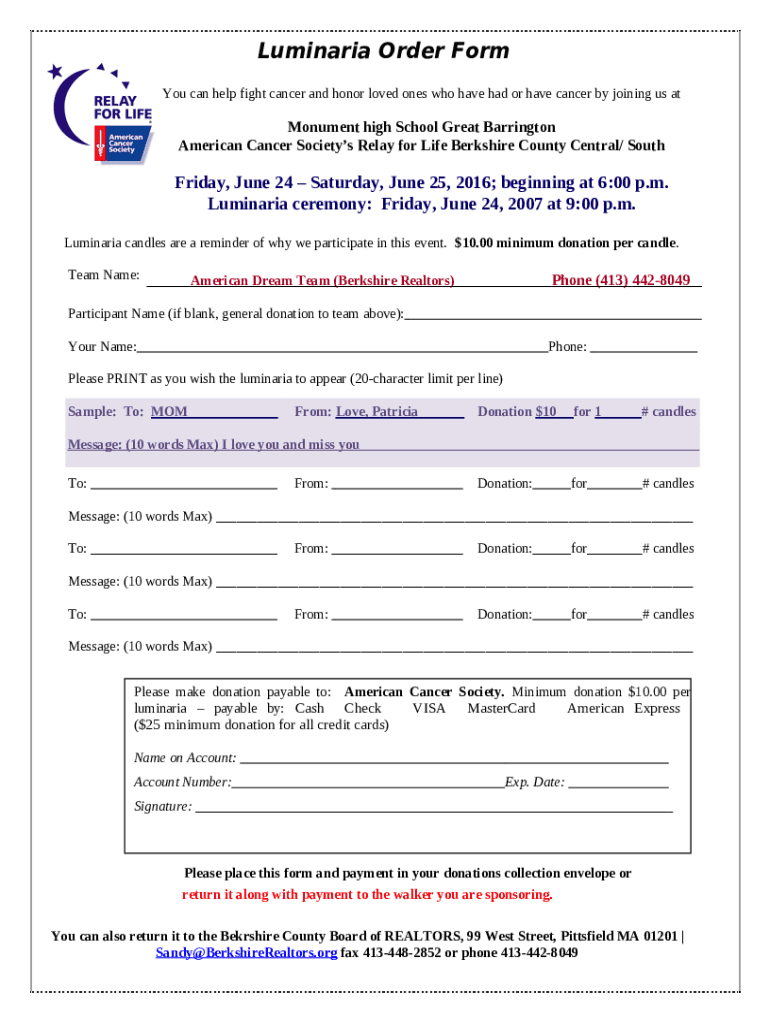 Luminaria Order .doc Doc Template | pdfFiller