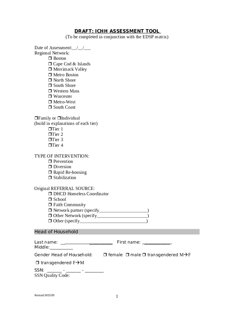 ICHH INTAKE/UNIVERSAL ASSESSMENT TOOL Doc Template | pdfFiller