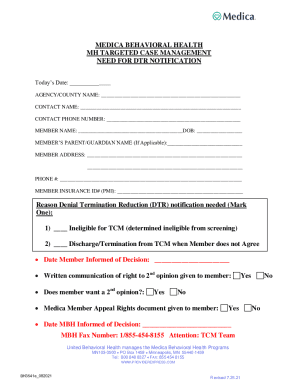 Fillable Online MH TARGETED CASE MANAGEMENT NEED FOR DTR ... Fax Email ...