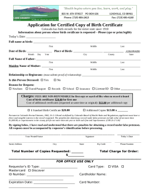 COLORADO - Application for Certified Copy of Birth Certificate Doc ...