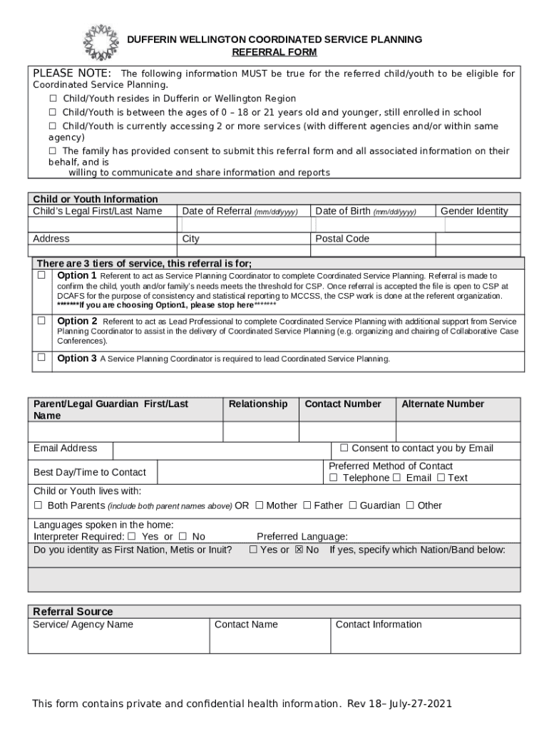 Coordinated Service Plan (CSP) Referral and Consent - dcafs on Doc ...