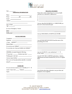 Fillable Online NFM Intake Form w Fax Email Print - pdfFiller