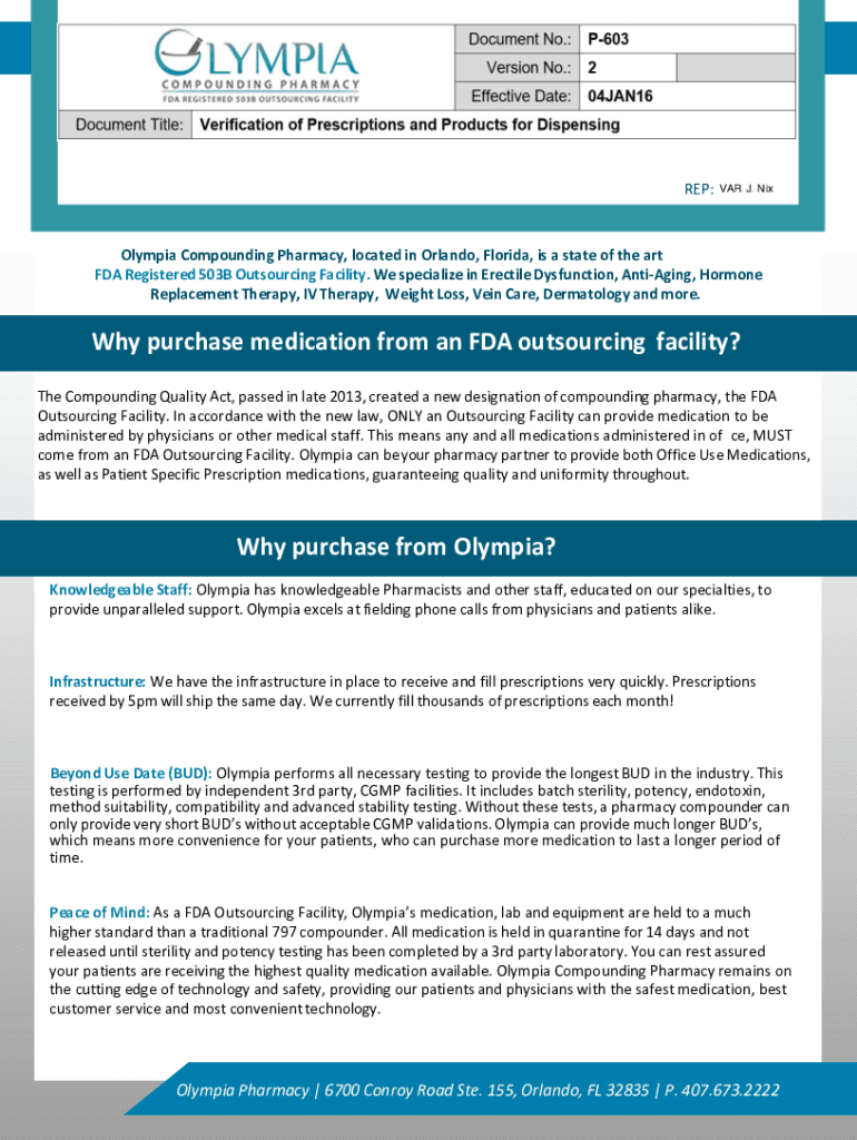 Fillable Online Olympia Compounding Pharmacy - AZ IV MEDICS Fax Email Print - pdfFiller