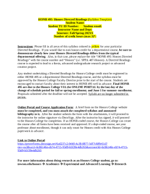 Graduate - Syllabus Template Doc Template | pdfFiller