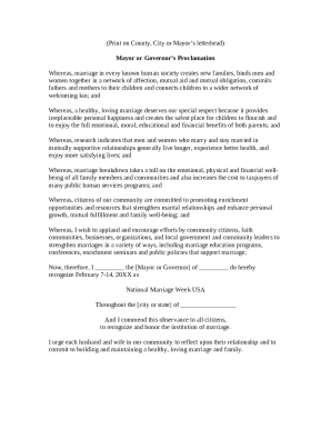 (Print on County, City or Mayors letterhead) Doc Template | pdfFiller