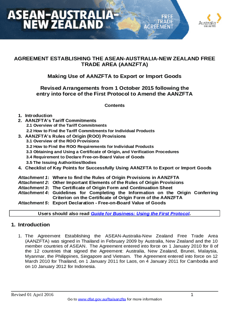 Agreement establishing the ASEAN-Australia-New ... Doc Template | pdfFiller