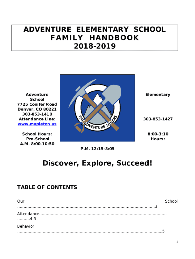 Students & Families / Adventure Student Handbook Doc Template | pdfFiller