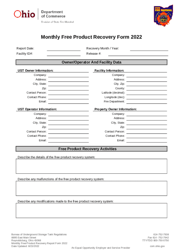 Free Product Recovery Attachment Sheet - com ohio Doc Template | pdfFiller