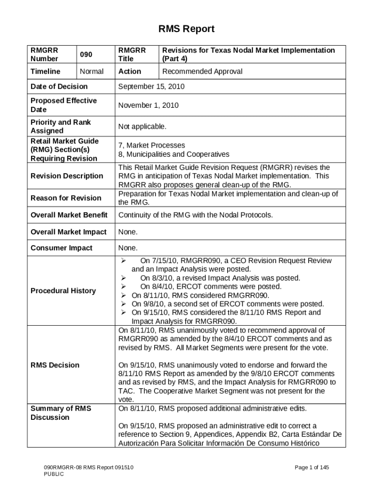 RMS Report Retail Market Guide Revision Request Doc Template | pdfFiller