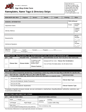 Nameplates and Name Tags Order . Order Doc Template | pdfFiller