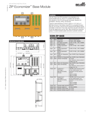 Fillable Online Installation and Operation Manual Belimo ZIP Economizer ...