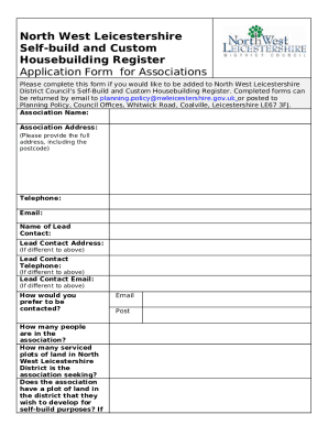 Self-build Register Application for Associations Doc Template | pdfFiller