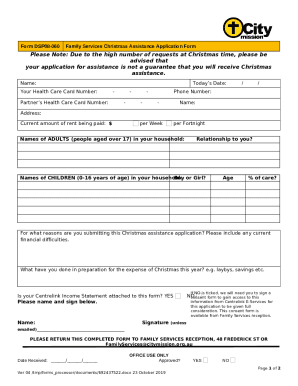 christmas assistance application Doc Template | pdfFiller