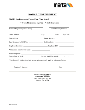 Notice of Retirement Term Vested - Atlanta Doc Template | pdfFiller