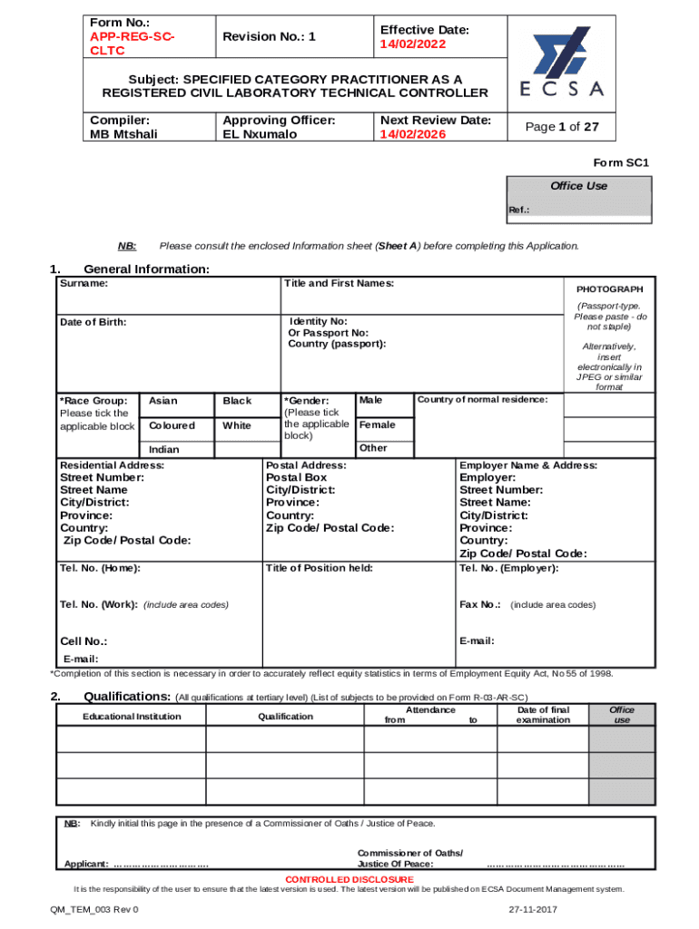 ECSA Registration System Documents - R-05-CLTC -SC Doc Template | pdfFiller