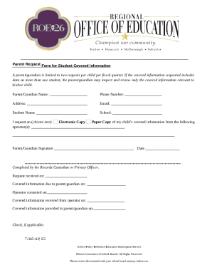 Parent Request for Student Covered Ination Doc Template | pdfFiller