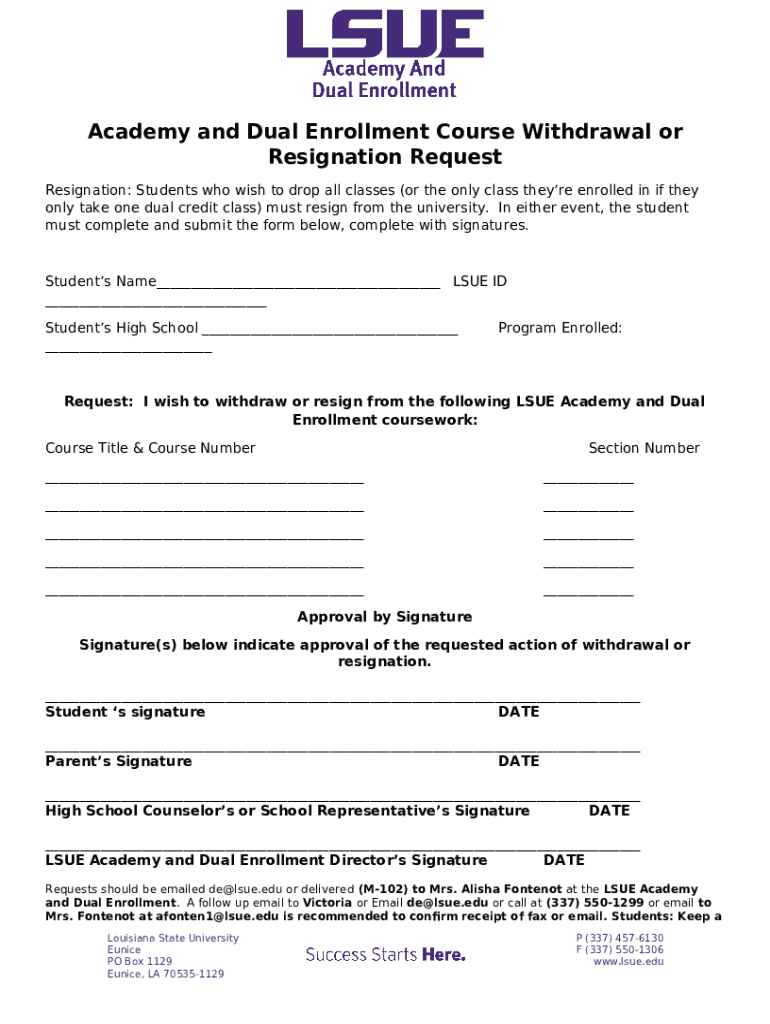 Dropping and Withdrawing from Dual Enrollment Classes Doc Template ...