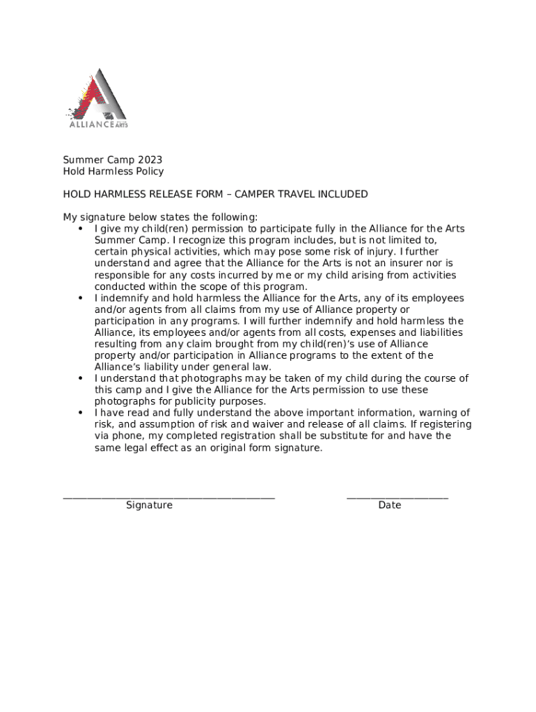 Camper Liability and Terms & Conditions Doc Template | pdfFiller