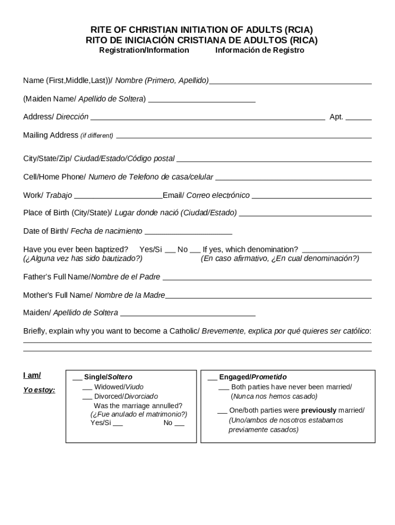 Rite of Christian Initiation of Adults (RCIA) Rito de ... Doc Template ...