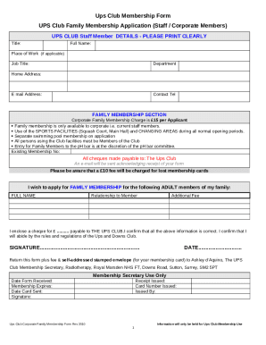 SWIMMING POOL MEMBERSHIP RECORD Doc Template | pdfFiller