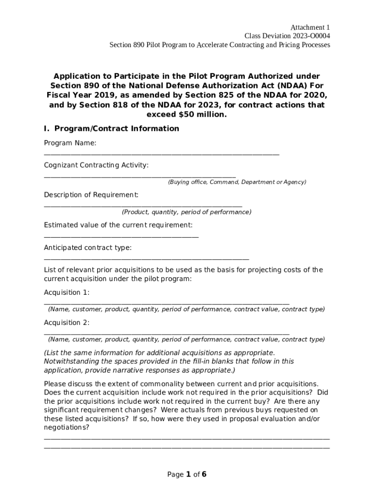 Section 890 Pilot Program to Accelerate Contracting and ... Doc ...