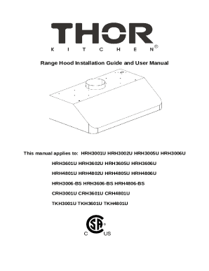 Range Hood Installation Guide and User Manual - THOR Stove Doc Template | pdfFiller