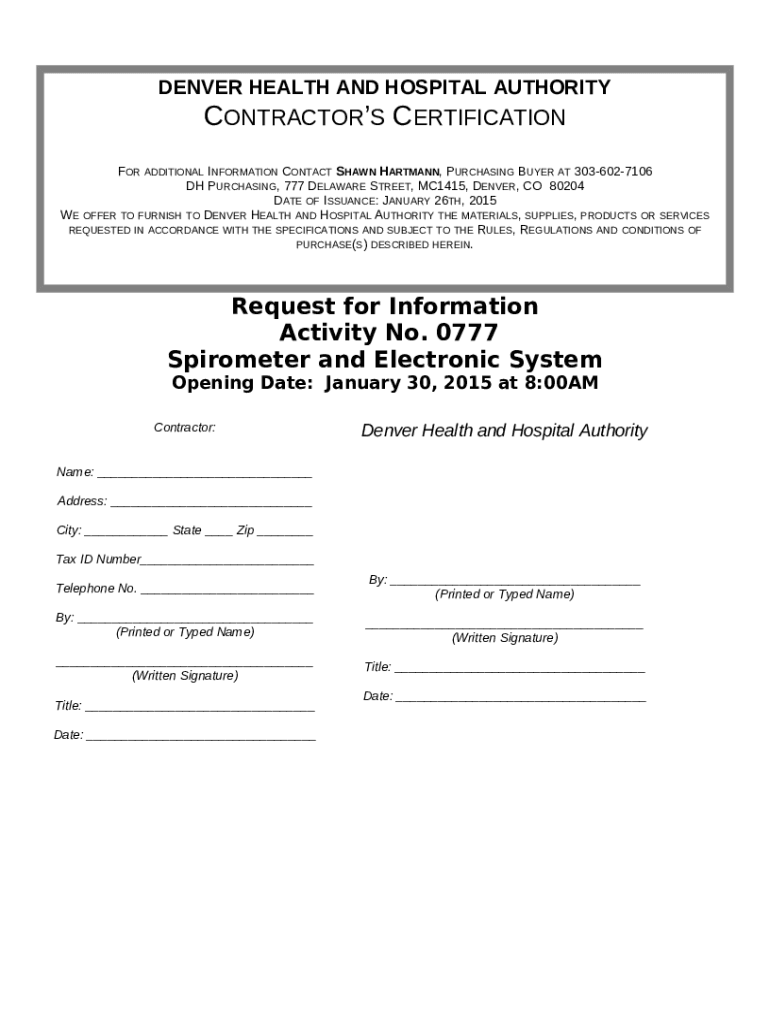 Contractor's Certification Doc Template | pdfFiller