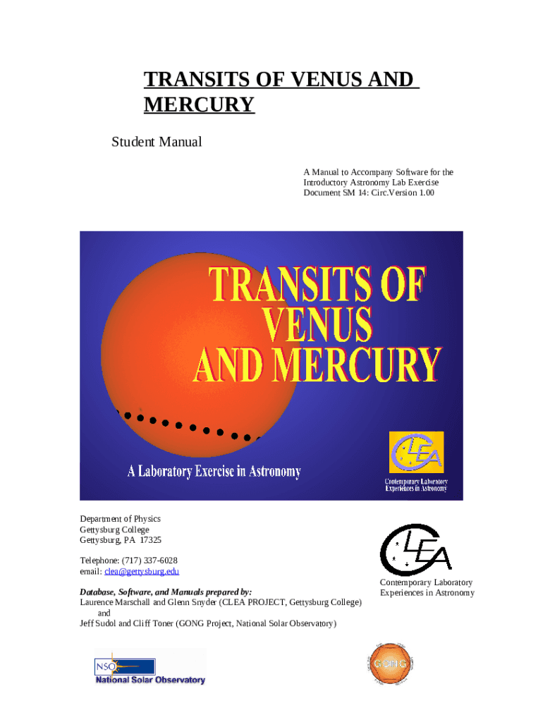transits of venus and mercury - public gettysburg Doc Template | pdfFiller