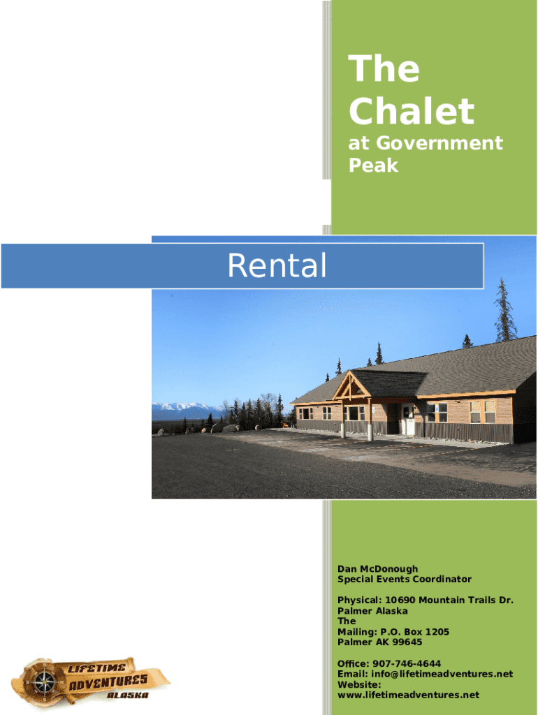 The Chalet at Government Peak Rental Agreement Doc Template | pdfFiller