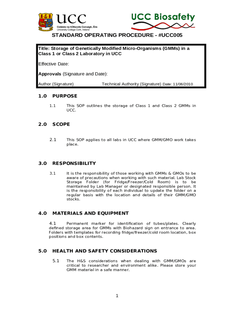 Laboratory Biosafety Class 1 & 2 Guidelines Doc Template | pdfFiller