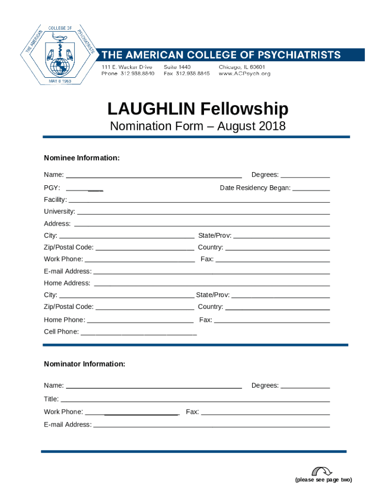 Third Year Psychiatric Resident Awarded Laughlin Fellowship ... Doc Template | pdfFiller