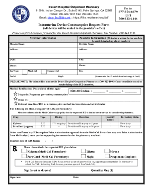 Fillable Online IUD Prescription Form---Feb422 Fax Email Print - pdfFiller