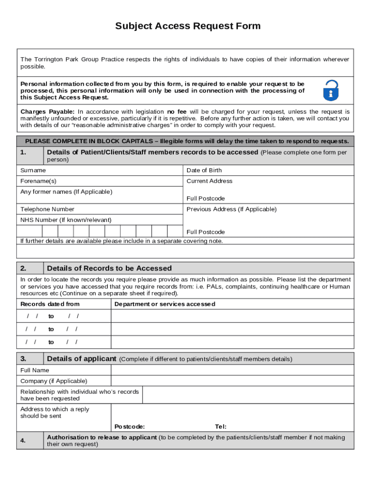 Access to Your Medical Records Doc Template | pdfFiller