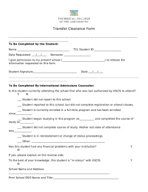 International-Student-Transfer-Clearance-- ... Doc Template | pdfFiller