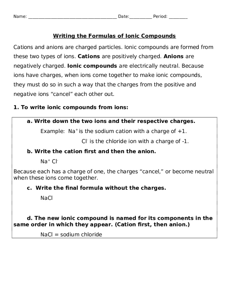 Ions and Ionic CompoundsIntroductory Chemistry Doc Template | pdfFiller