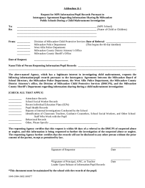 Appendix N (CART) . Request for MPS Ination/Pupil Records during a ...
