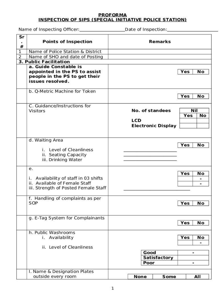 Police Station al Inspection Doc Template | pdfFiller