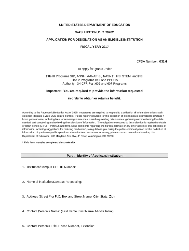 Designation as an Eligible Institution for Titles III & V ... Doc ...