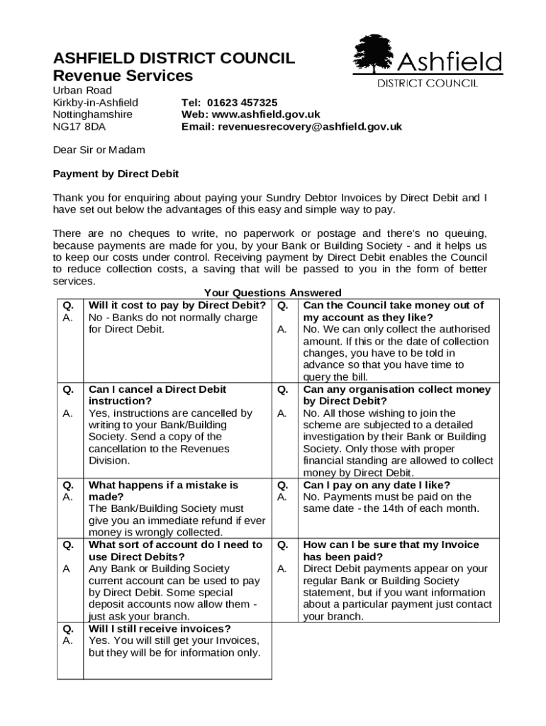 Revenue Services Urban Road, Kirkby-in-Ashfield, Tel Doc Template ...