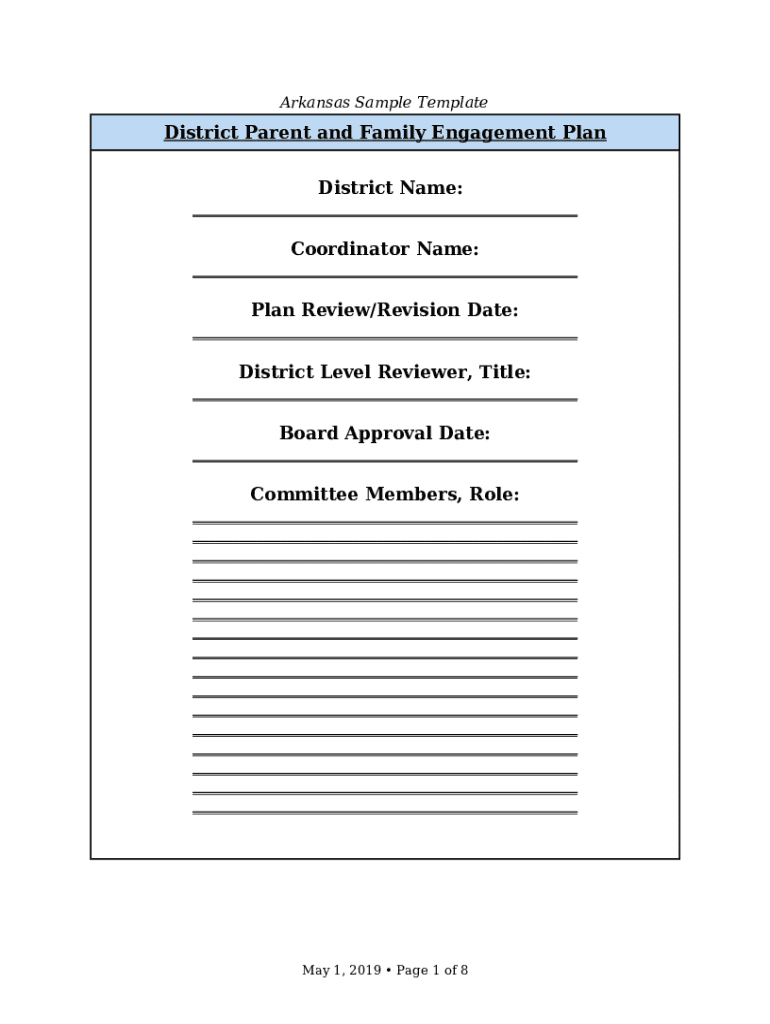 District Parent and Family Engagement Plan Doc Template | pdfFiller