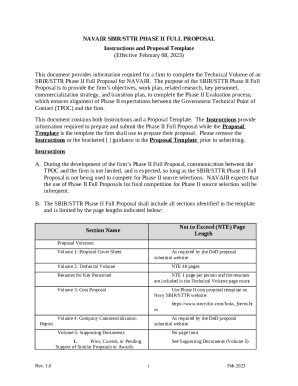 NAVAIR SBIR/STTR PHASE II FULL PROPOSAL Doc Template | pdfFiller