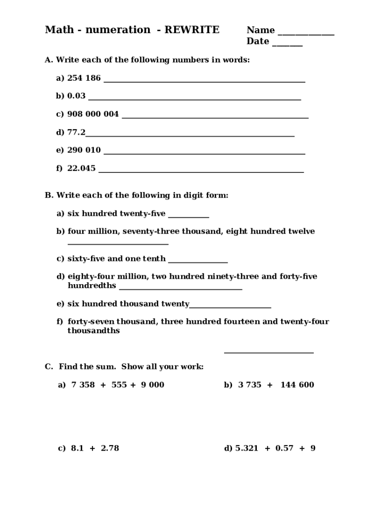 Math Unit 1 test Doc Template | pdfFiller