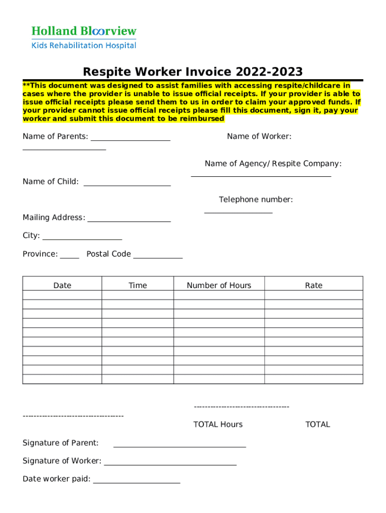 Respite Care Programs Doc Template | pdfFiller