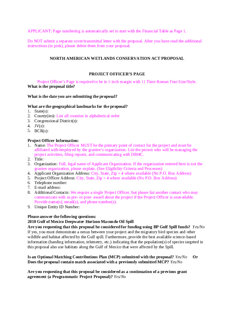 North American Wetlands Conservation Act US Standard ... Doc Template ...
