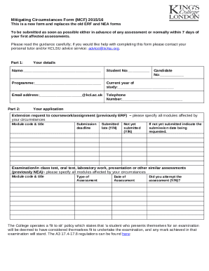 Mitigating Circumstances 2015-16. Template for Mitigating Circumstances ...