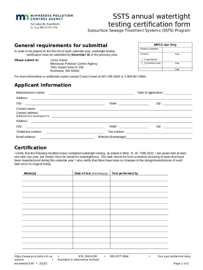 Online pca state mn mpca annual watertight testing ... Doc Template ...